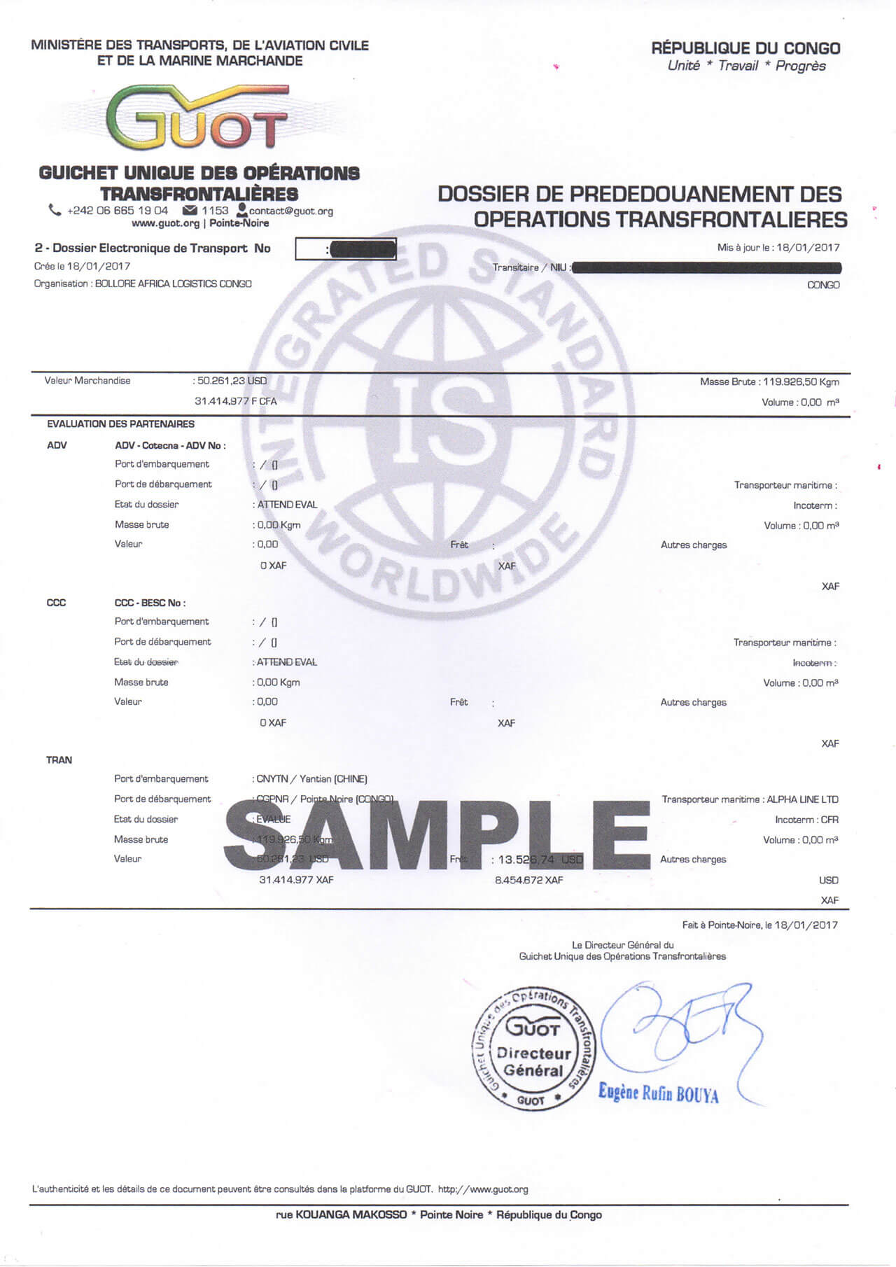 ECTN/BESC 电子货物跟踪单 刚果布ECTN/布基纳法索ECTN